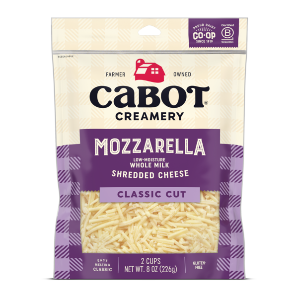 Cabot Mozzarella Whole Milk Shredded Cheese, 8oz – Agri-Mark, Inc ...