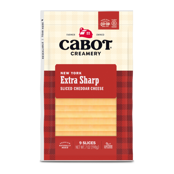 Cabot NY Extra Sharp Sliced Cheddar Cheese, 7oz – Agri-Mark, Inc ...