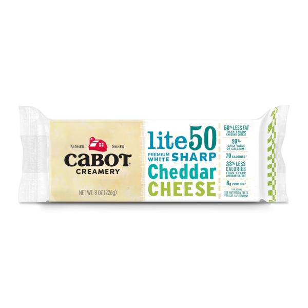 Cabot Lite50 Sharp Cheddar Cheese, 8oz – Agri-Mark, Inc. Corporate ...