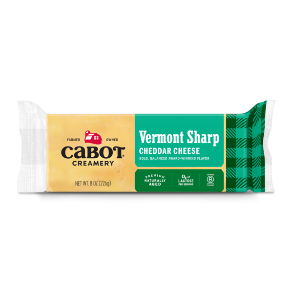 Cabot Vermont Sharp Yellow Cheddar Cheese, 8oz – Agri-Mark, Inc ...